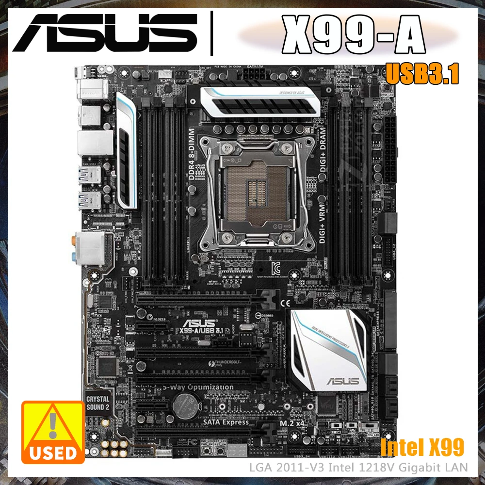 ASUS X99 A/USB3.1 마더 보드 인텔 X99 칩셋 인텔 1218V 기가비트 네트워크 카드 LGA 2011 V3 코어 i7 7700 7100 CPU ...