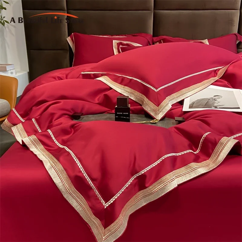 Natural-Pele-amig-vel-do-fundamento-Set-sedoso-Duvet-Cover-Set-vermelho ...