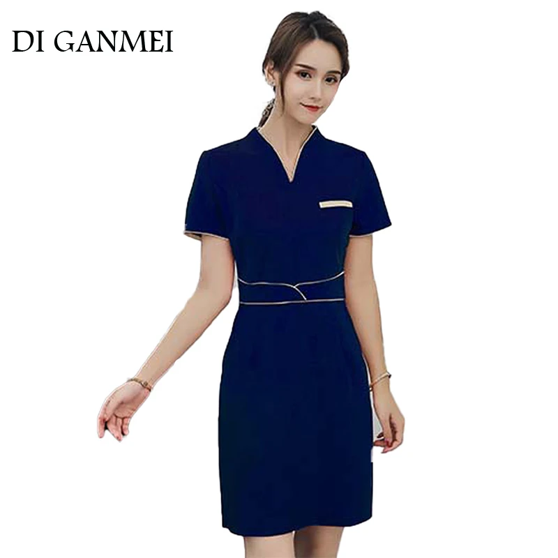 Beauty-Salon-Health-Hall-Short-Sleeved-Dress-Foot-Bath-Pedicure ...