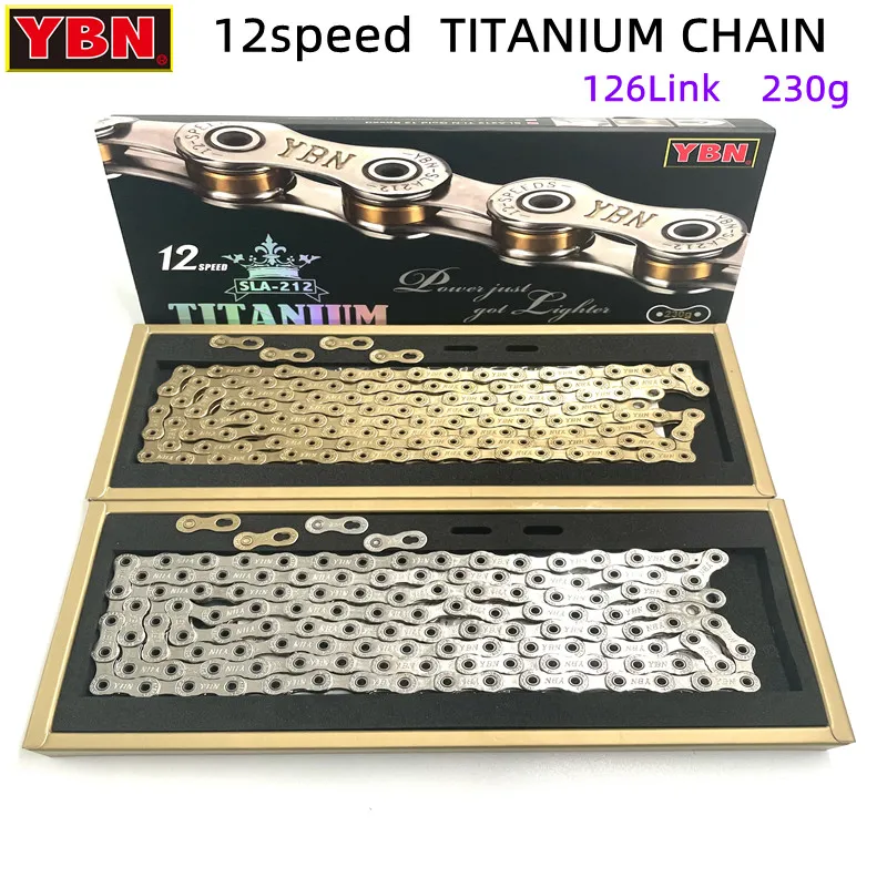 YBN-12-speed-Bike-Titanium-Chain-126-Links-230g-MTB-road-bike-chain ...