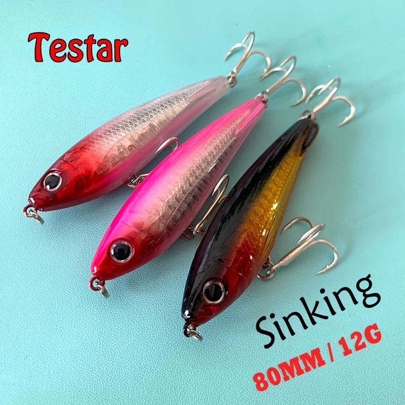 Testar-Fishing-Lure-80mm-12g-Slow-Sinking-Pencil-Bait-Saltwater-Lipless ...