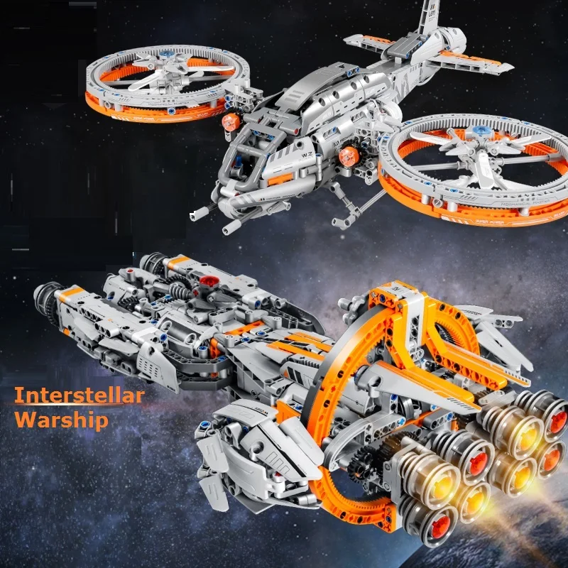 High-Tech-Spaceship-Starship-Combat-Aircraft-Building-Block-MOC ...