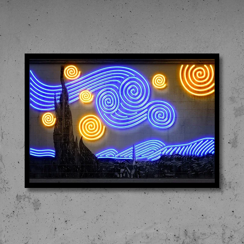 Modern-Minimalist-Abstract-Wall-Art-Neon-Van-Gogh-s-Starry-Night-HD ...