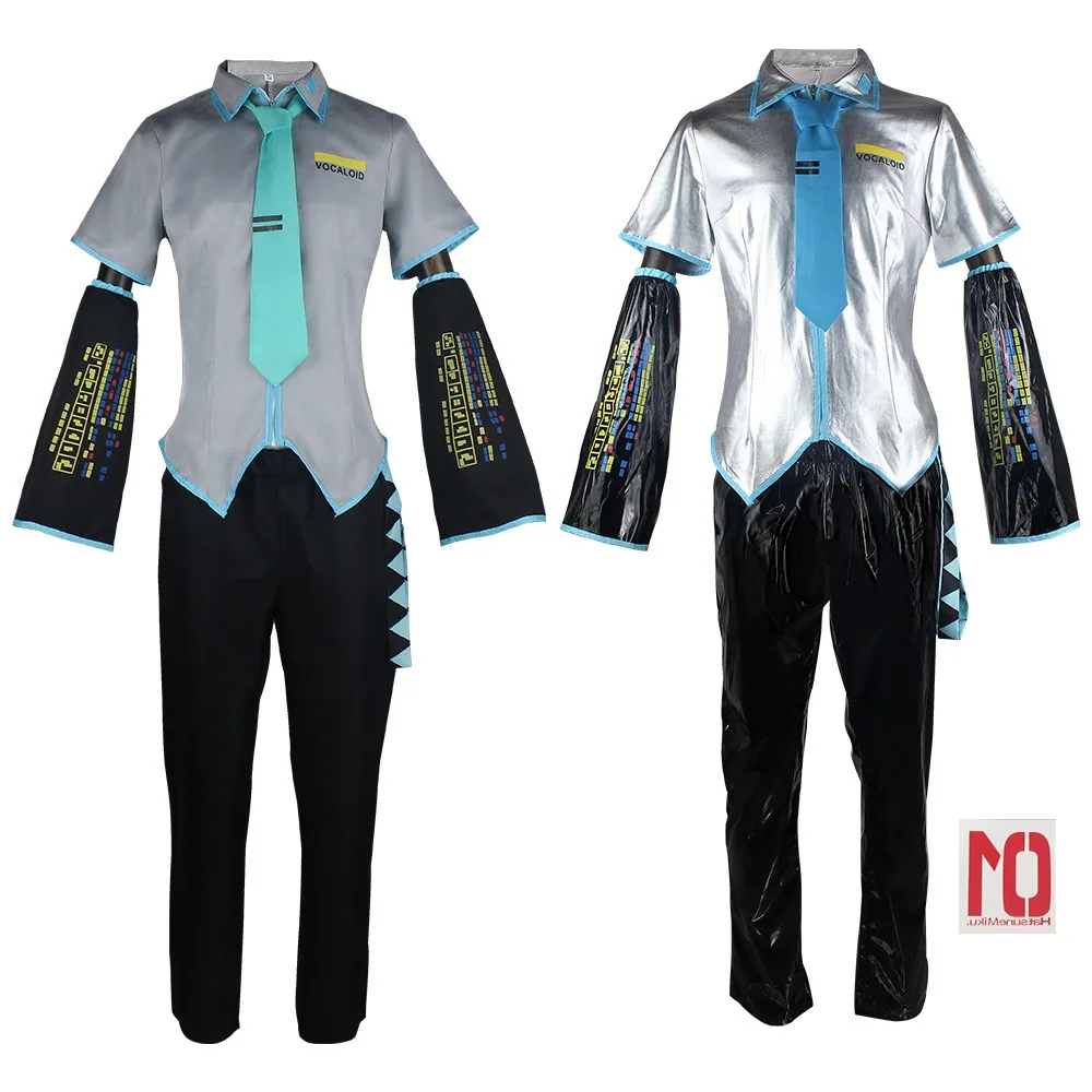 European Size Male Miku Cosplay Costume Wig Full Set Silver Leather ...