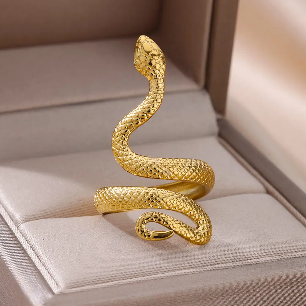 Snake-Rings-for-Women-Men-Waterproof-Stainless-Steel-Ring-Gothic-Gold ...