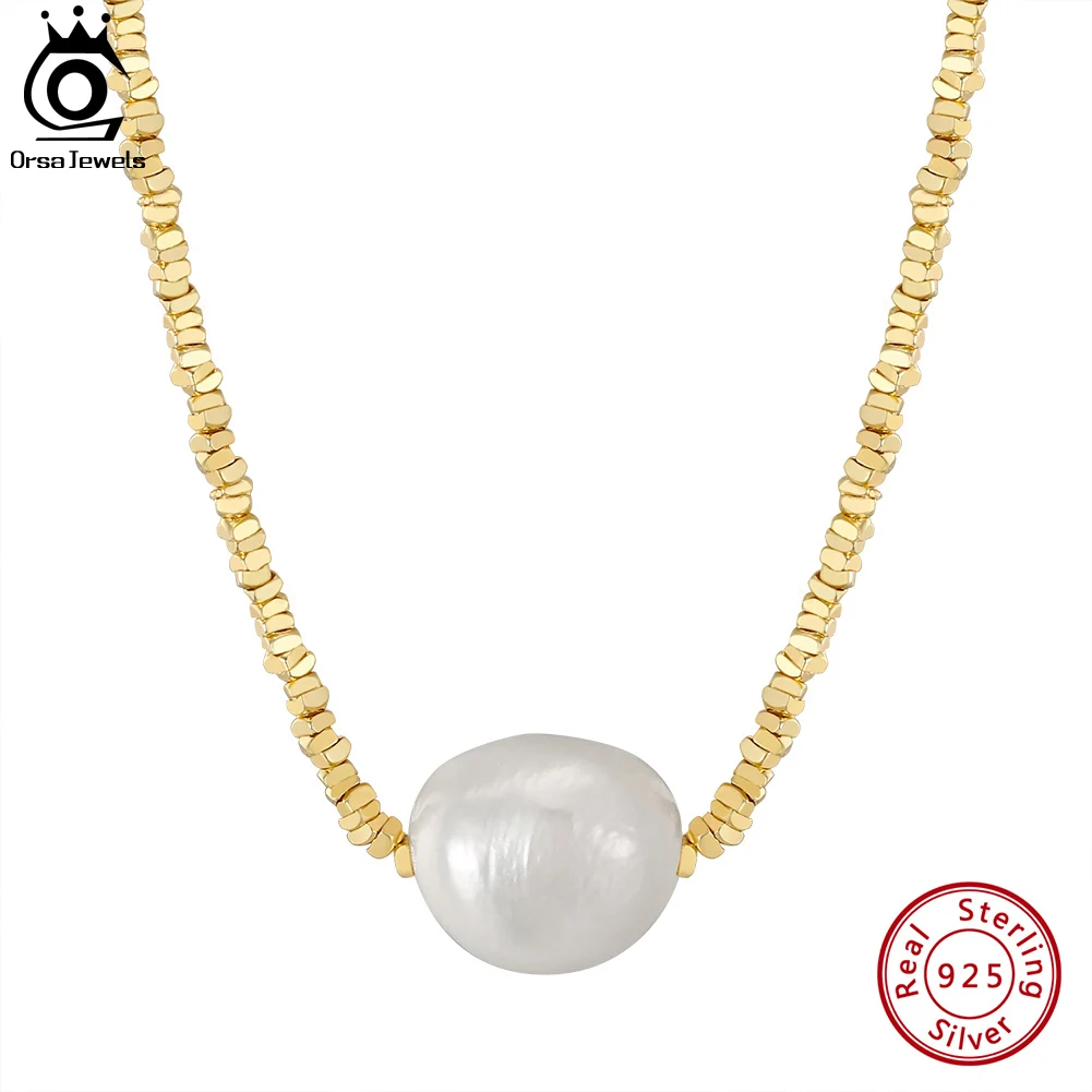 ORSA-JEWELS-14K-Gold-925-Sterling-Silver-Nugget-Chain-Necklace-with ...