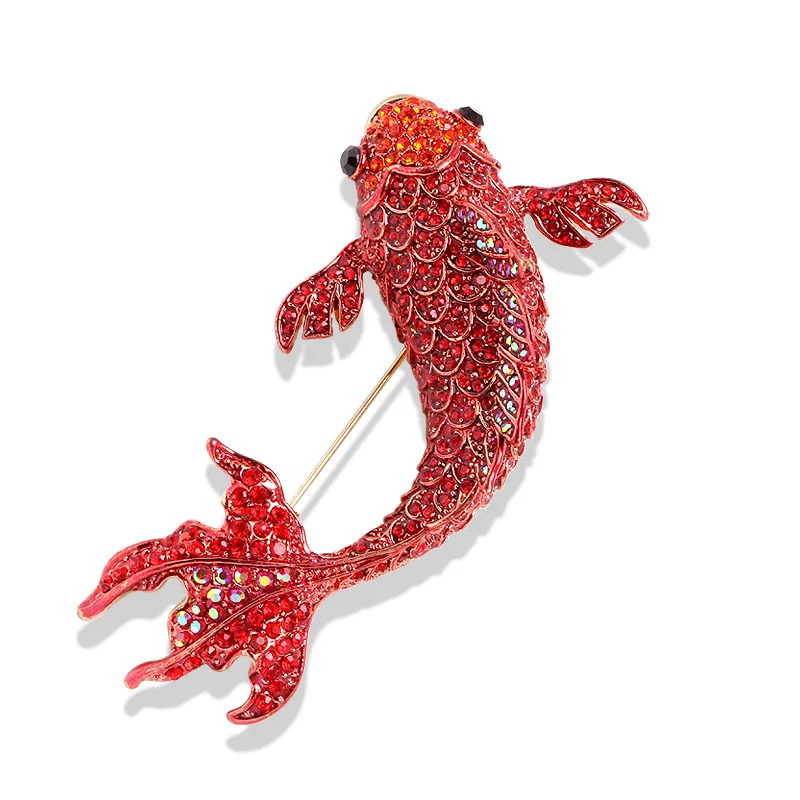 Creative-Swimming-Koi-Carp-Fish-Brooches-For-Women-Unisex-Rhinestone ...