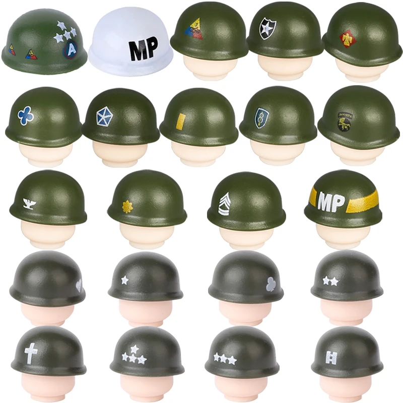 WW2-Military-US-Helmet-Building-Blocks-Army-Cap-Officer-Infantry ...