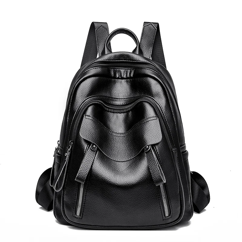 Women's Trend Pu Leather Backpack Female Large capacity Simple Style ...