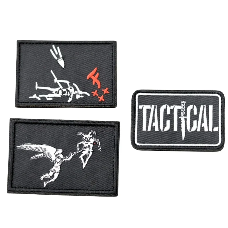 Edward-Pirate-Beard-Embroidery-Patches-Trident-Red-Heart-Hook-Loop ...