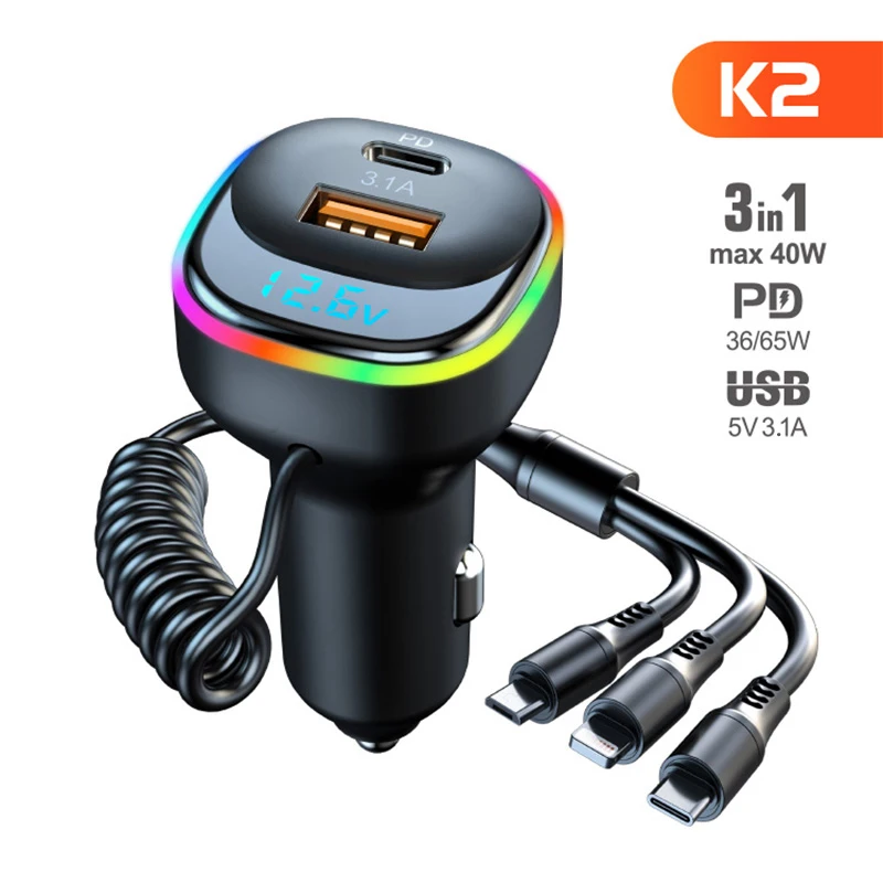 65W USB Car Charger Quick Charge QC4.0 QC3.0 FCP AFC Type C Car USB ...