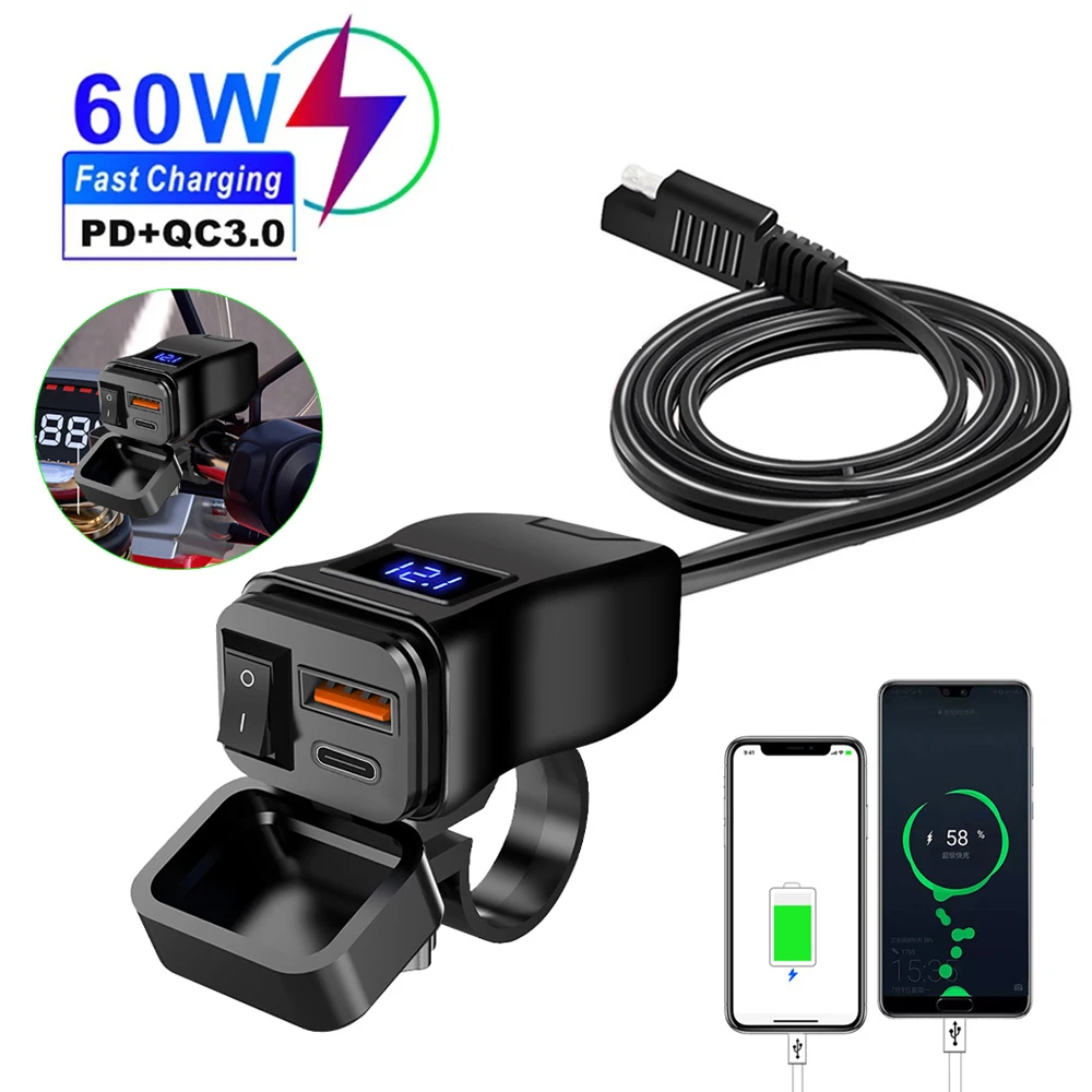 PD-QC3-0-Motorcycle-USB-Fast-Charger-60W-Handlebar-Dual-USB-Socket-with ...