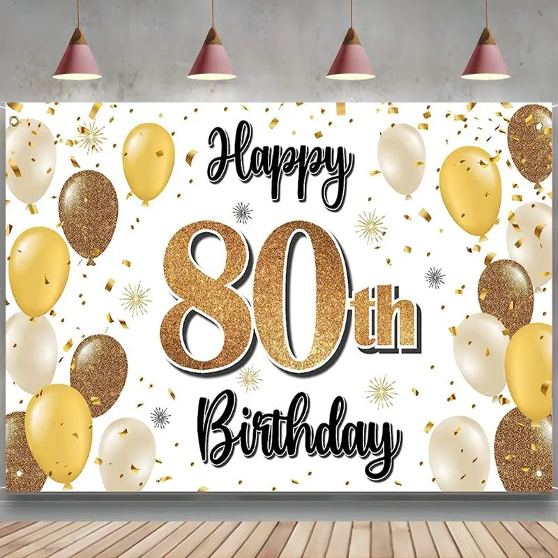 Happy 80th Birthday Banner Cheers To Eighty Years Old Birthday Home
