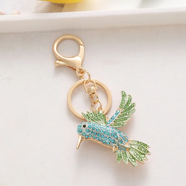 Pink Hummingbird Keychain for Women & Men - Rhinestone Gold Color Allo ...
