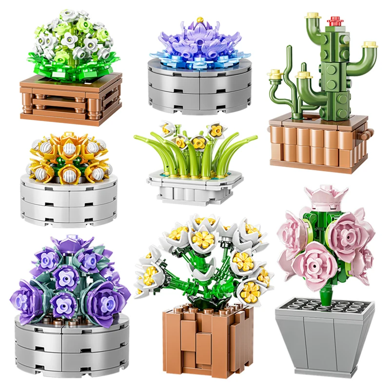 Mini-Potted-Building-Blocks-Plants-Succulent-Bonsai-Flowers-Home ...