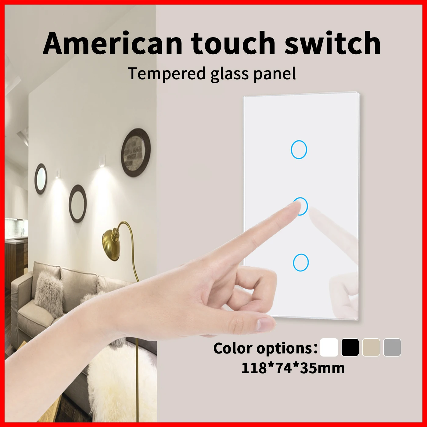 UBARO-US-Luxury-Glass-Panel-Wall-Light-Touch-Switch-Led-Inducator ...