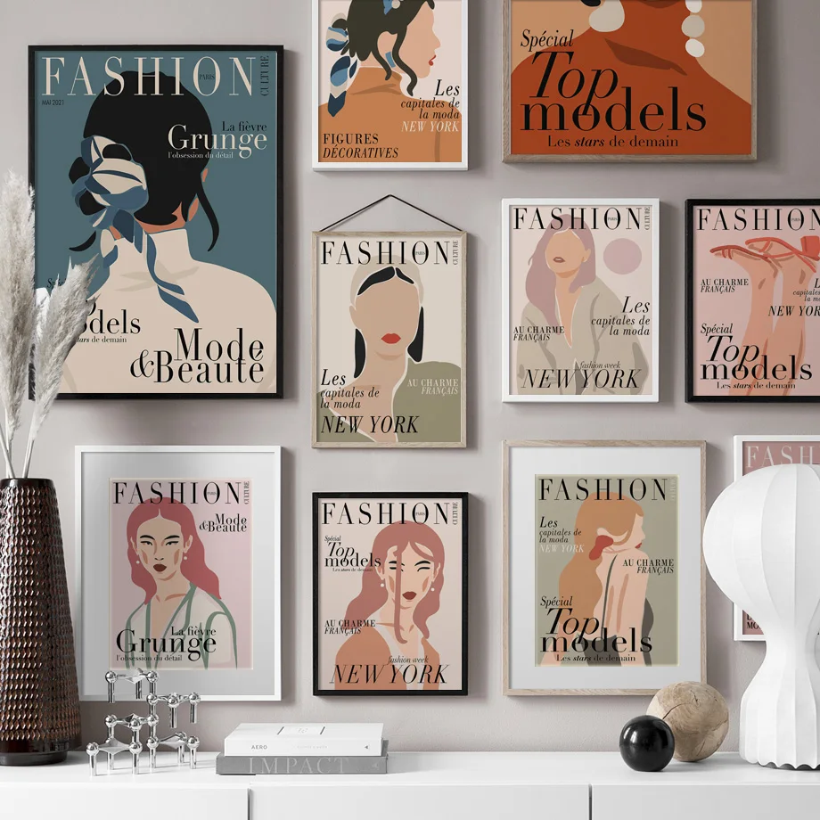 Modelo-de-moda-elegante-mujer-cuadro-sobre-lienzo-para-pared-chica ...