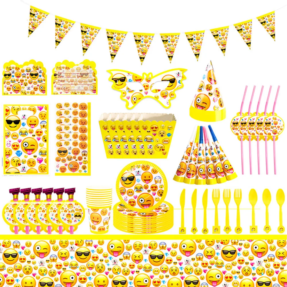 Smiley Face Theme Party Suit Paper Cup, Paper Towel, Paper Tray ...