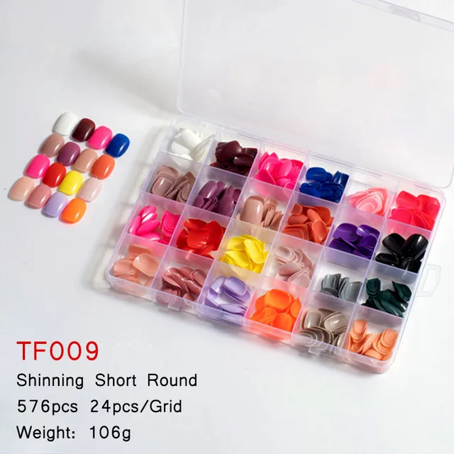 480pcs/Box Fake Nails Press On Short Length Reusable Tips With Design ...