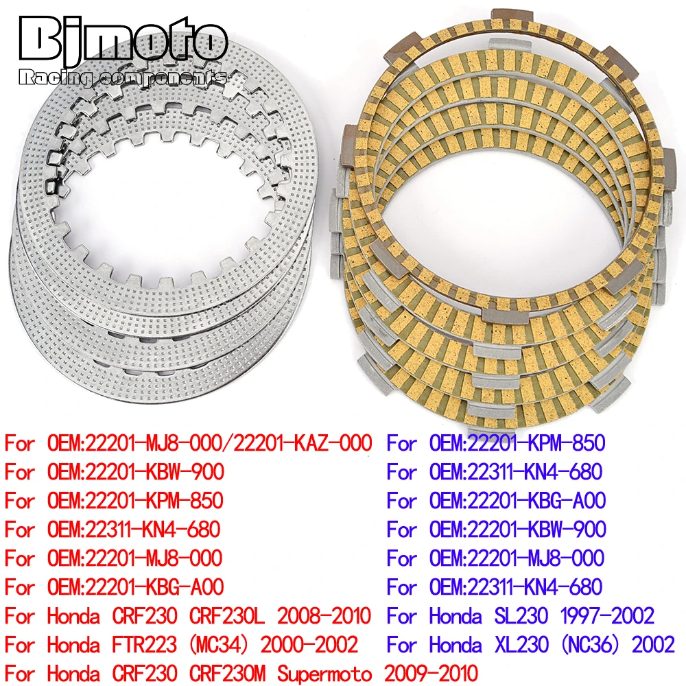 FTR 223 Clutch Friction Disc Plates For Honda 22201-KBW-900 22201-KPM ...