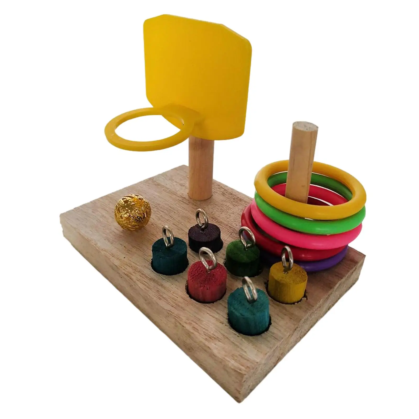 Wooden-Parrot-Intelligence-Toy-Bird-Chew-Toys-Stand-Perch-Stacking ...