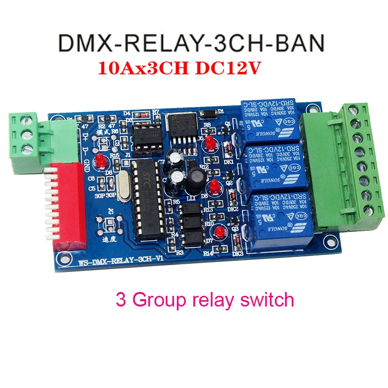 3ch 10a/ch Dmx 512 Relay Outputdmx512 Decoder,relay Switch Controller ...