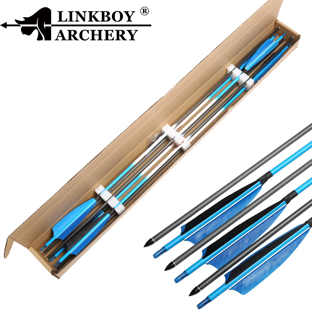 6pcs-Archery-Carbon-Arrows-ID6-2MM-5inch-Turkey-Feather-Target-Point ...