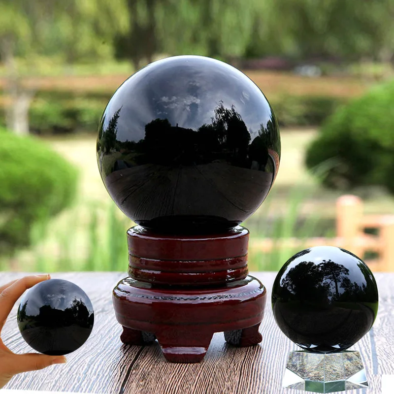 Natural-Black-Obsidian-Sphere-Large-Crystal-Ball-Healing-Stone-Gemstone ...