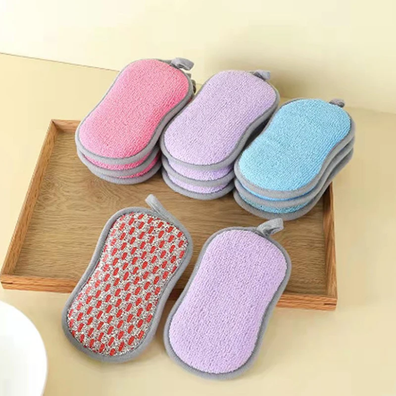6Pcs-Super-Absorbent-Microfiber-Double-Sided-Scrub-Sponge-For ...