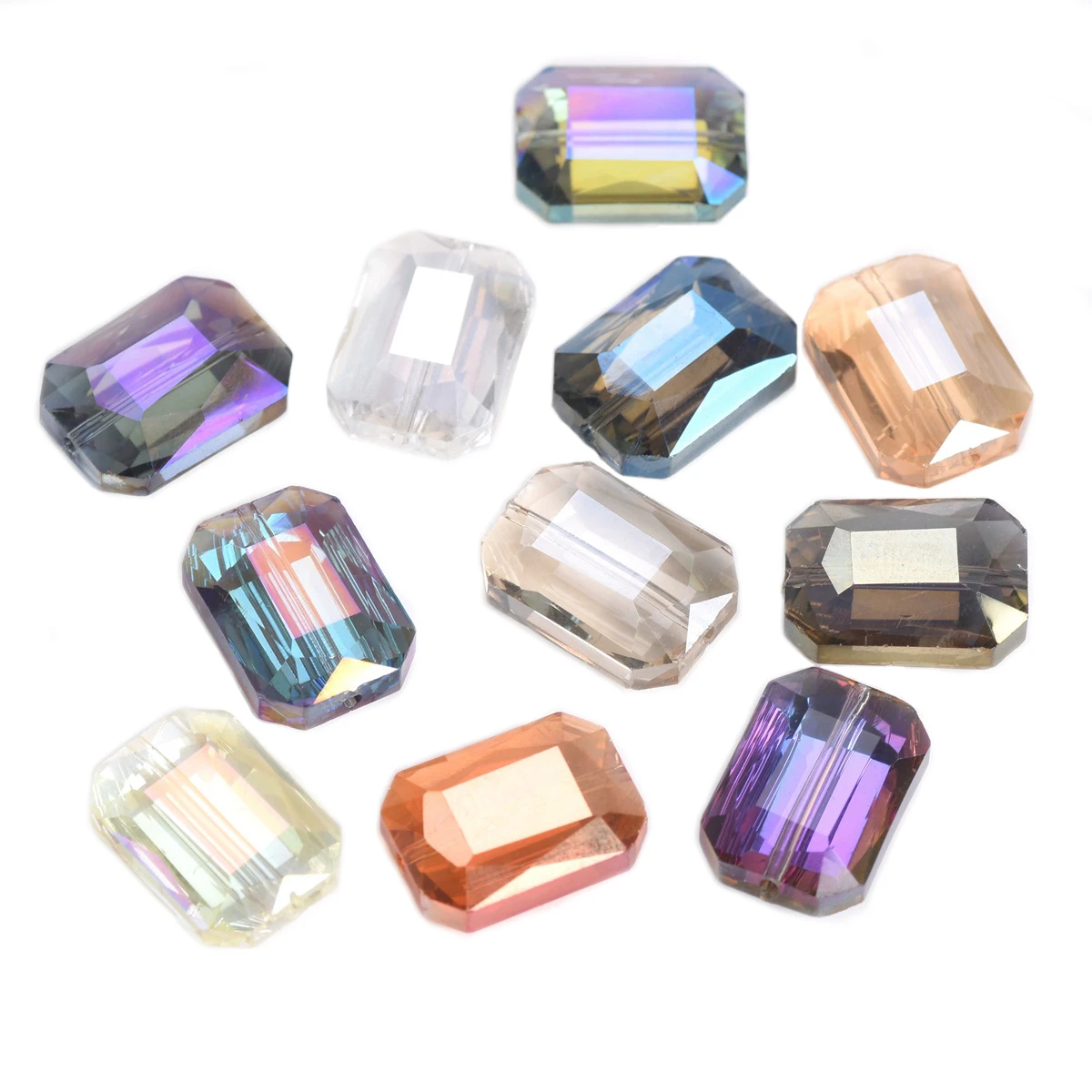 10pcs Rectangle Faceted 12x9mm 14x10mm 18x13mm Crystal Glass Prism ...