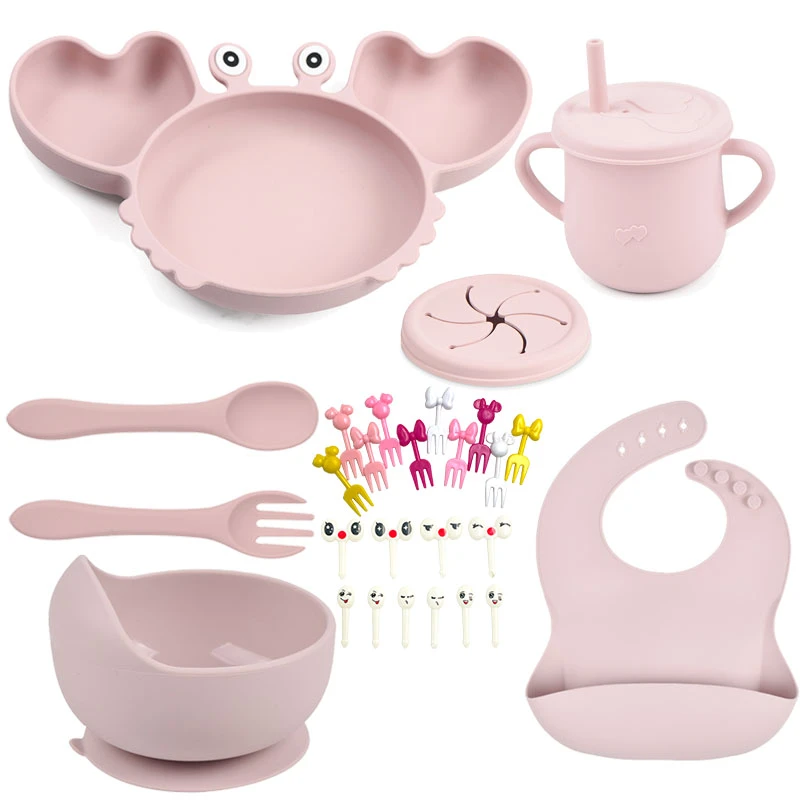 6pcs/set Baby Silicone Sucker Drinkware Dishes Plate Tableware Kids ...
