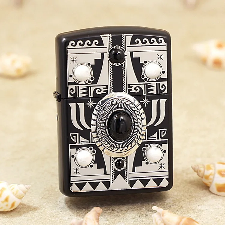 Genuine-Zippo-Indian-Eagle-White-Turquoise-oil-lighter-copper-windproof ...