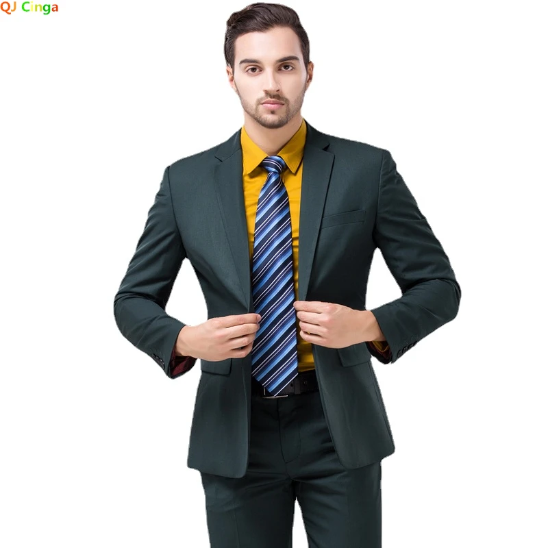 Terno Verde escuro Dois peça Vestido de Forma Magro dos homens Casaco e ...