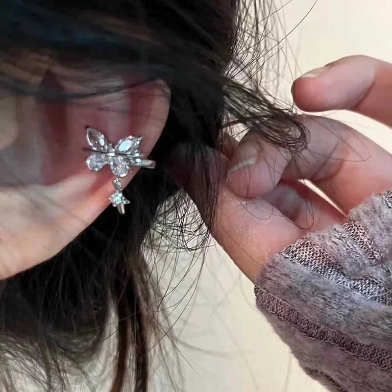 Fashion-Women-s-Earrings-Crystal-Butterfly-Shiny-Ear-Cuff-Fine-Sweet ...