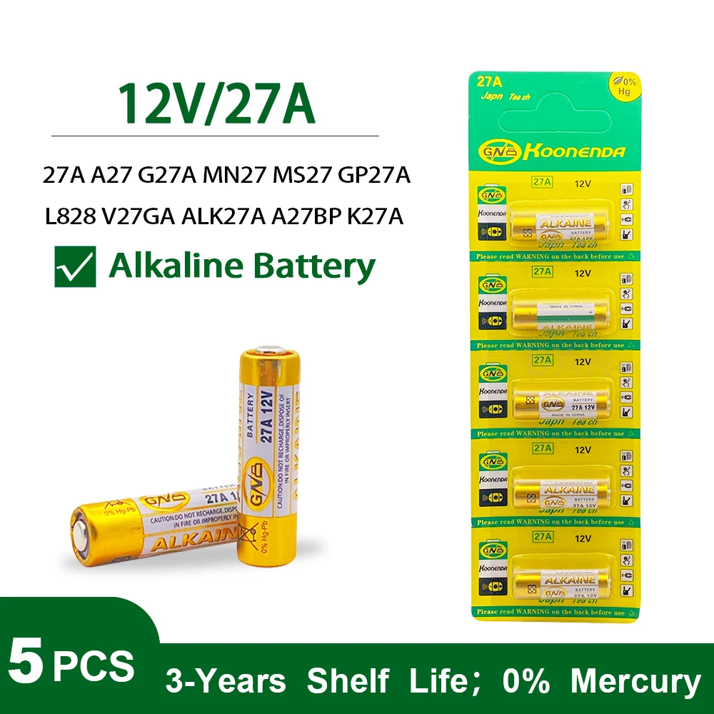 5pcs-12V-L828-27A-Alkaline-Battery-G27A-MN27-MS27-GP27A-A27-V27GA-A27BP ...