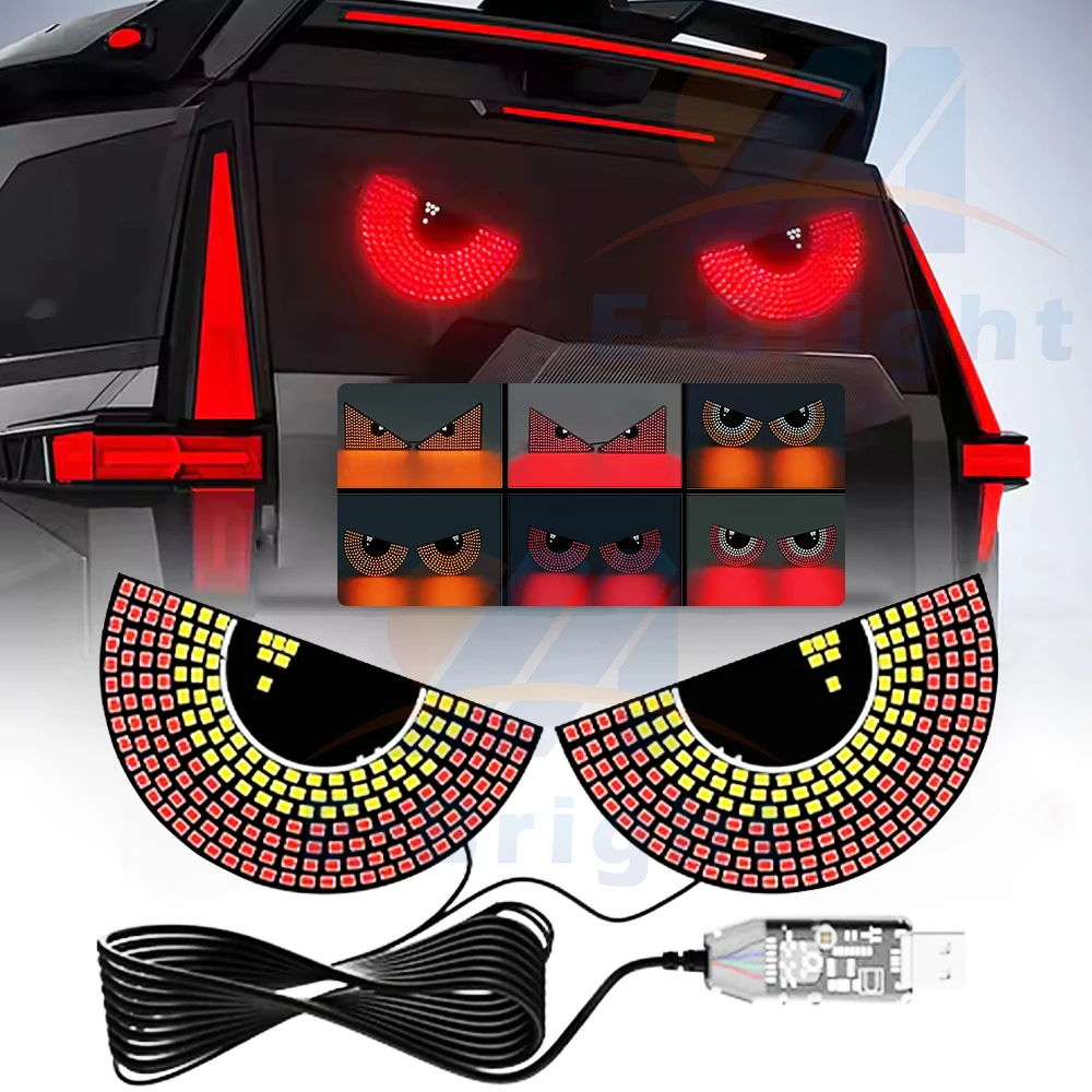 2Pcs Car LED Decorative Lights For Evil Eyes Led USB Atmosphere Lamp ...
