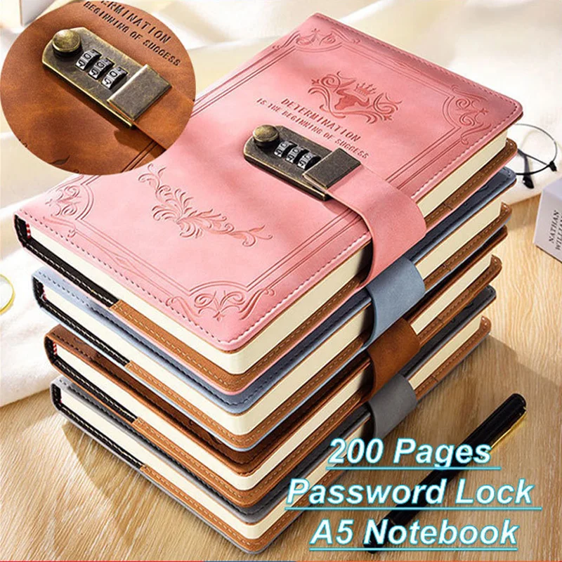 A5-200-Pages-Retro-Password-Book-with-Lock-Diary-Thickened-Creative ...