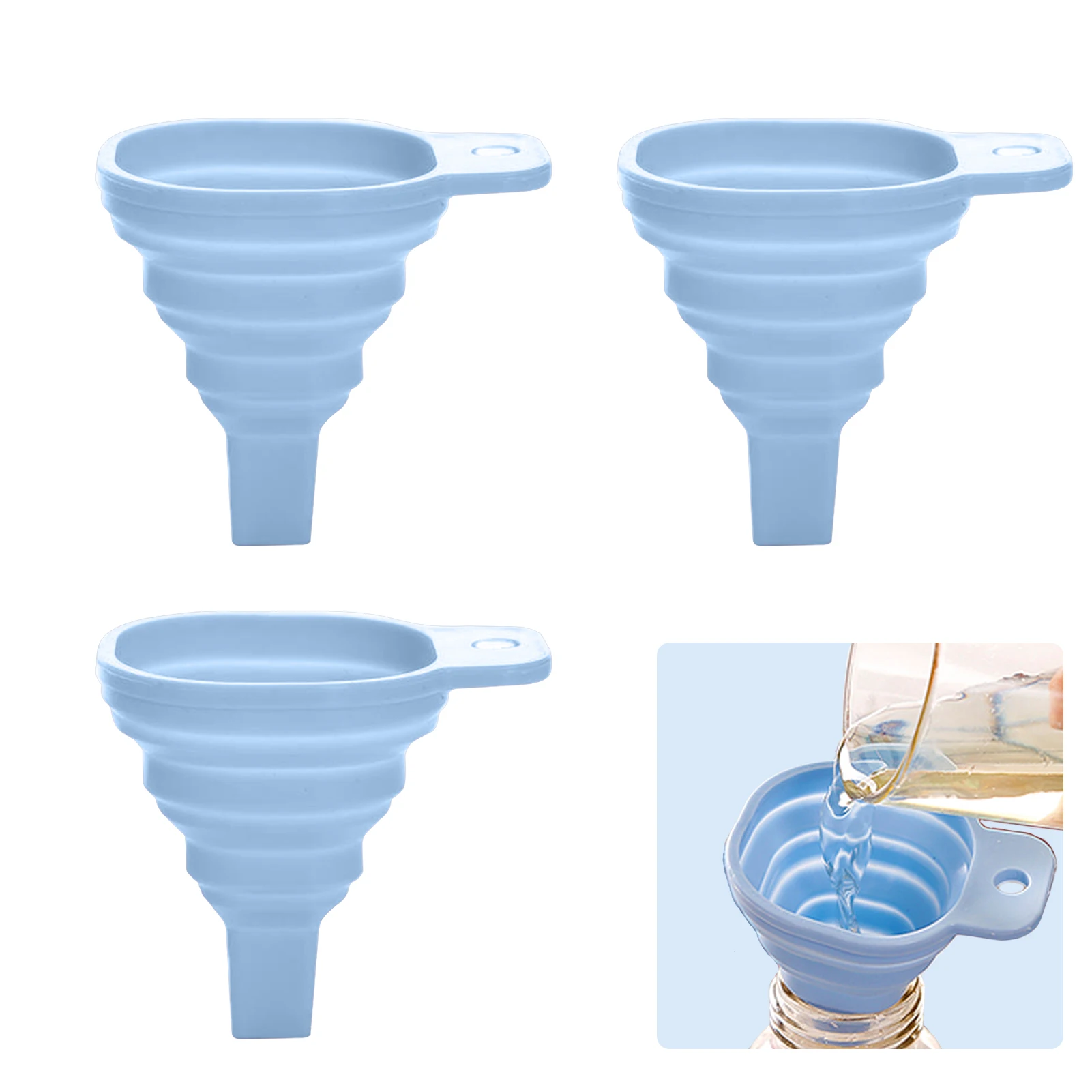 3pcs-Silicone-Collapsible-Foldable-Funnel-Household-Kitchen-Cooking ...