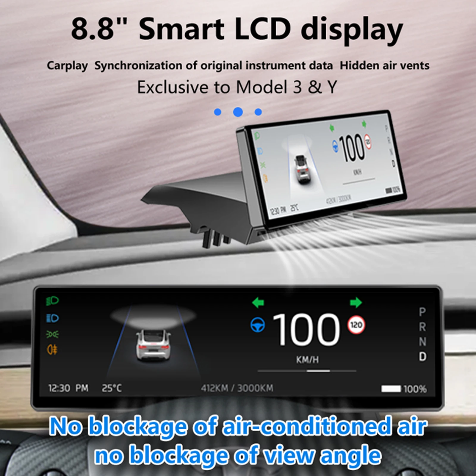 For-Tesla-Model-3-Y-Heads-Up-Display-8-8-Inch-Linux-OS-Digital-Center ...