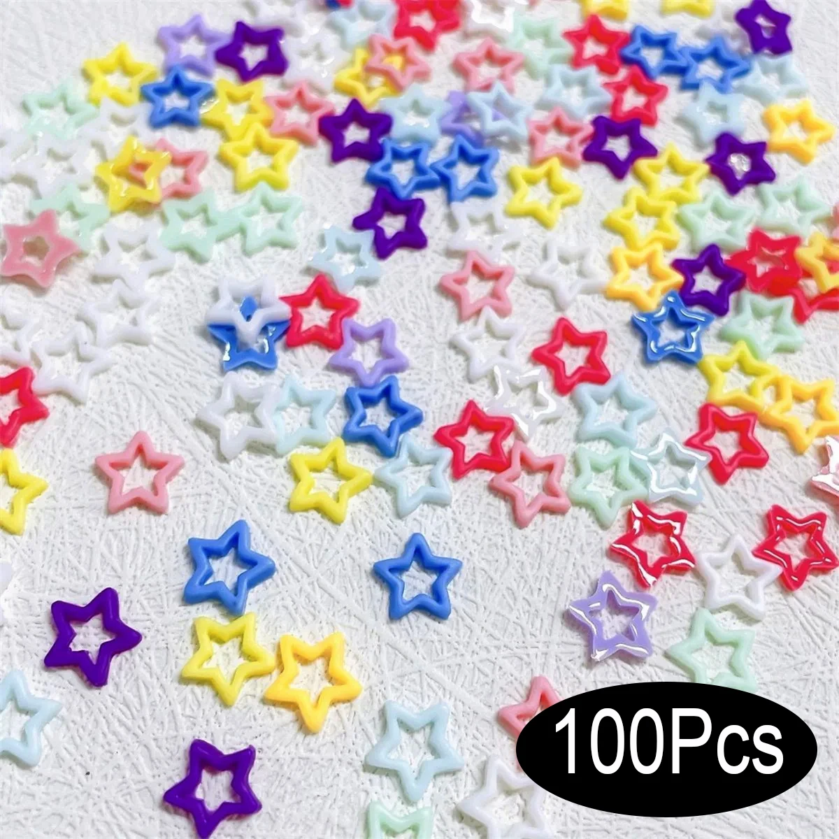100-pz-resina-3D-misto-colorato-stella-cuore-Nail-Art-decorazione-6-8mm ...