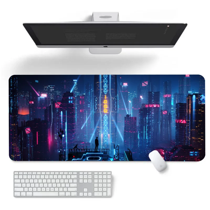 Purple-Neon-City-Desk-Protector-Mouse-Gaming-Gamer-Keyboard-Pad-Pc ...