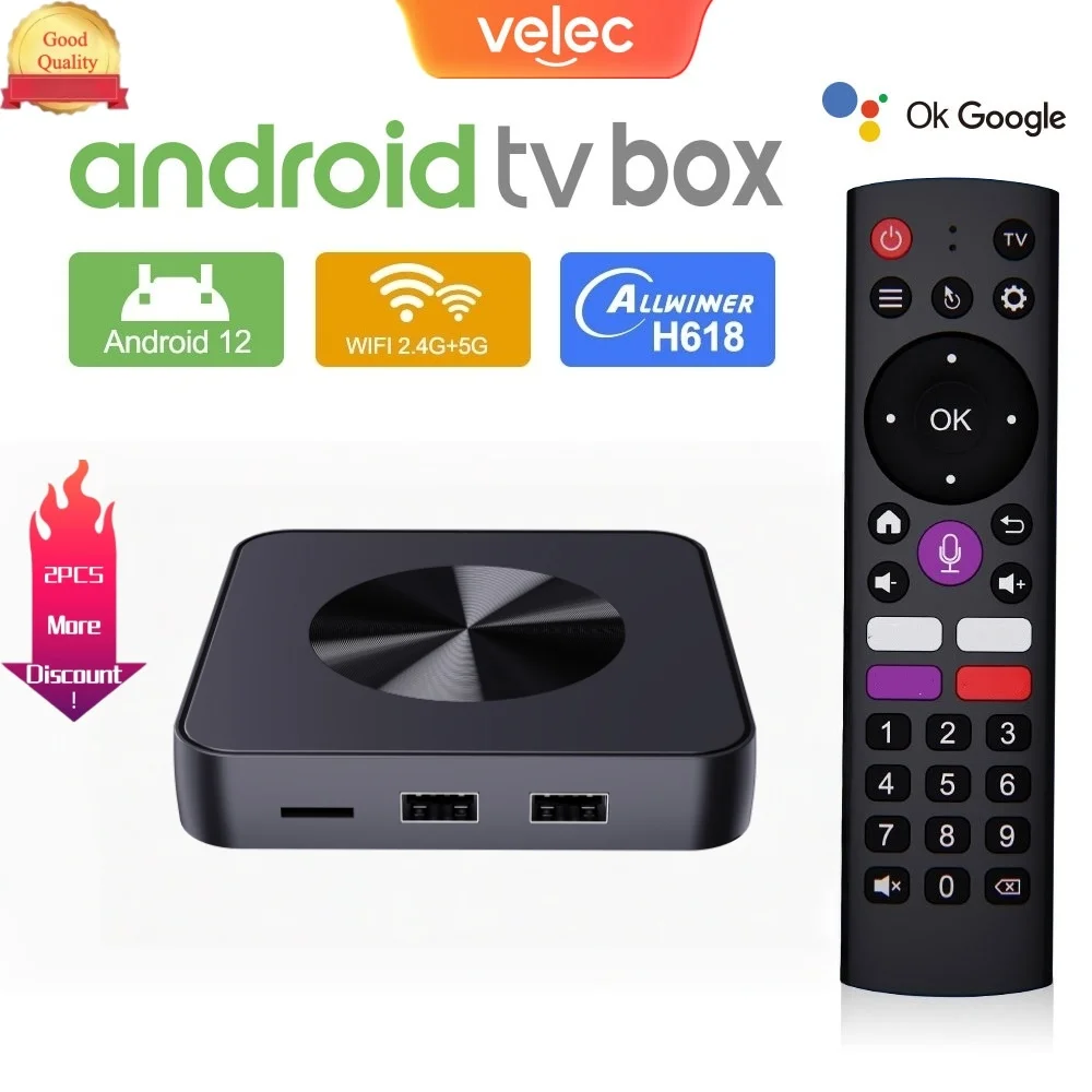 Velec Android 12 TV BOX Allwinner H618 Dual Wifi 8G 16G Quad Core ...
