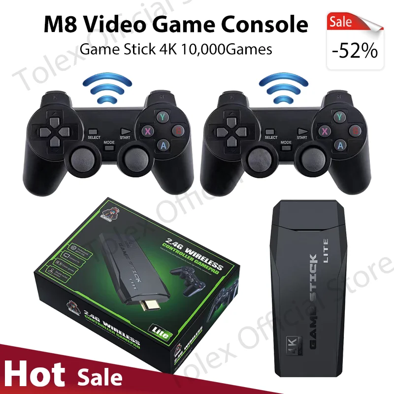 M8 4k 10000 Hd Video Game Consoles 2.4g Double Wireless Controllers ...