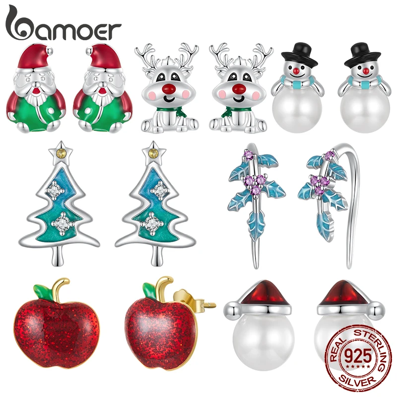 Bamoer-Original-925-Sterling-Silver-Christmas-Tree-Stud-Earrings-Holly ...