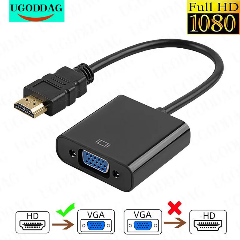 HDMI-Compatible to VGA Adapter HDTV To VGA Cable Converter HDTV Male to ...
