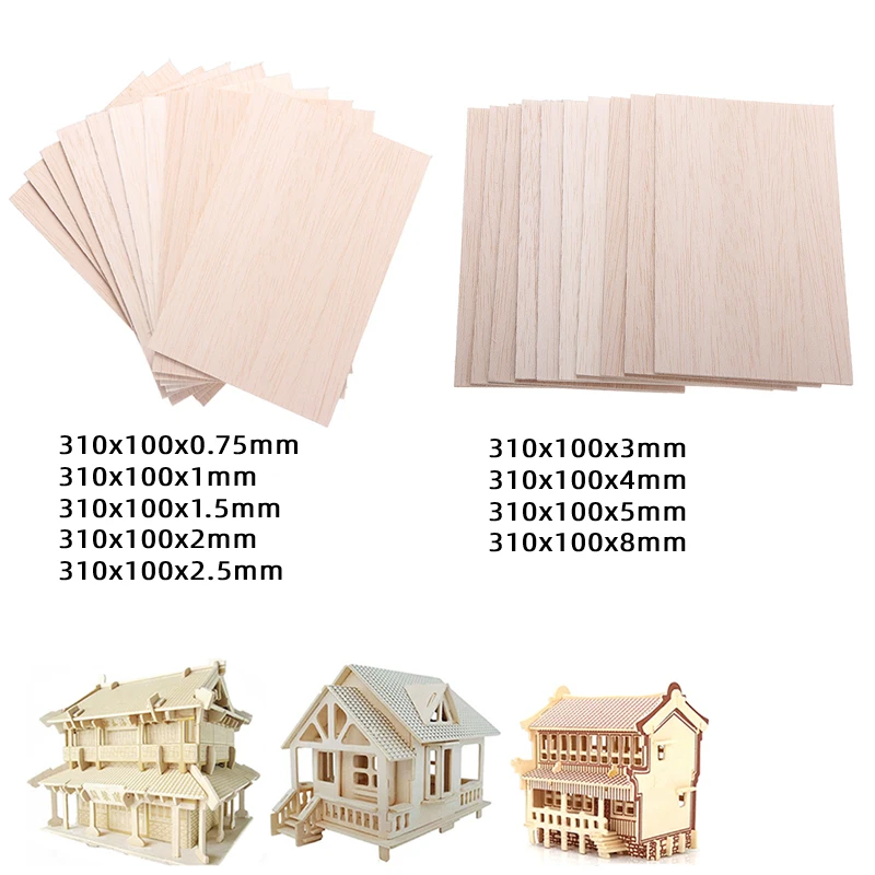 10pcs Multi-size Balsa Wood Sheets Building Carving Board Model Ship ...