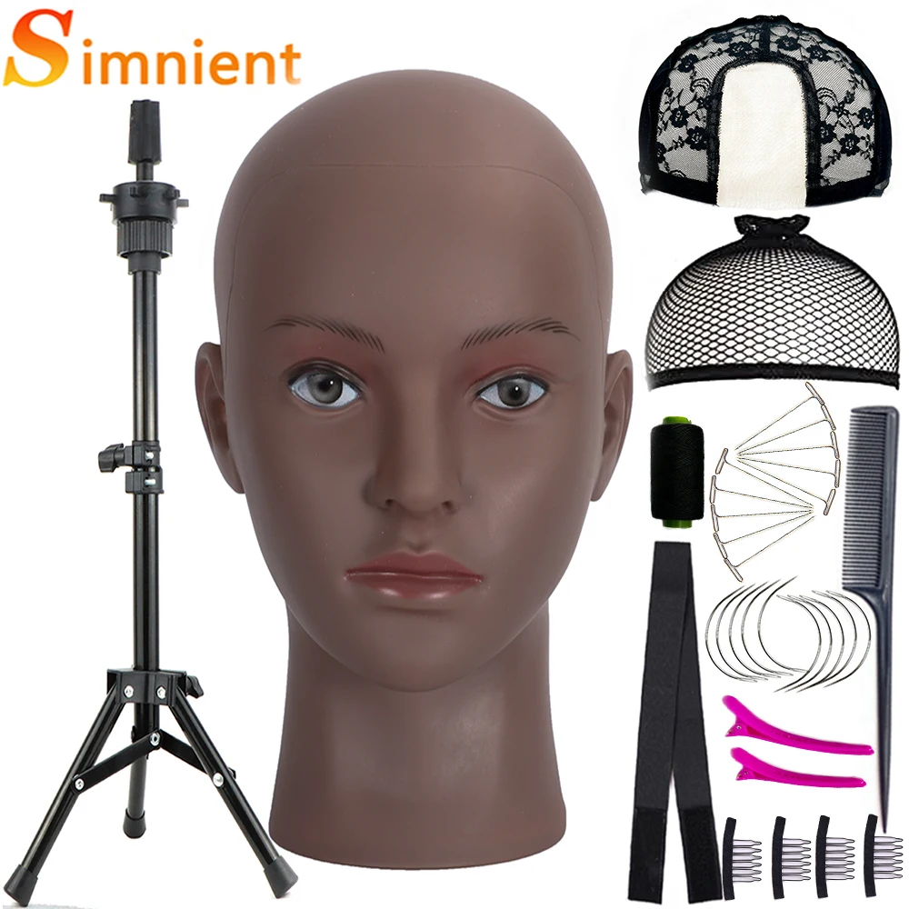 New Bald Mannequin Head With Wig Stand AdjustableTripod Support For ...