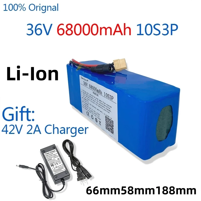 New-36V-10S3P-68Ah-500W-High-power-capacity-42V-18650-lithium-battery ...