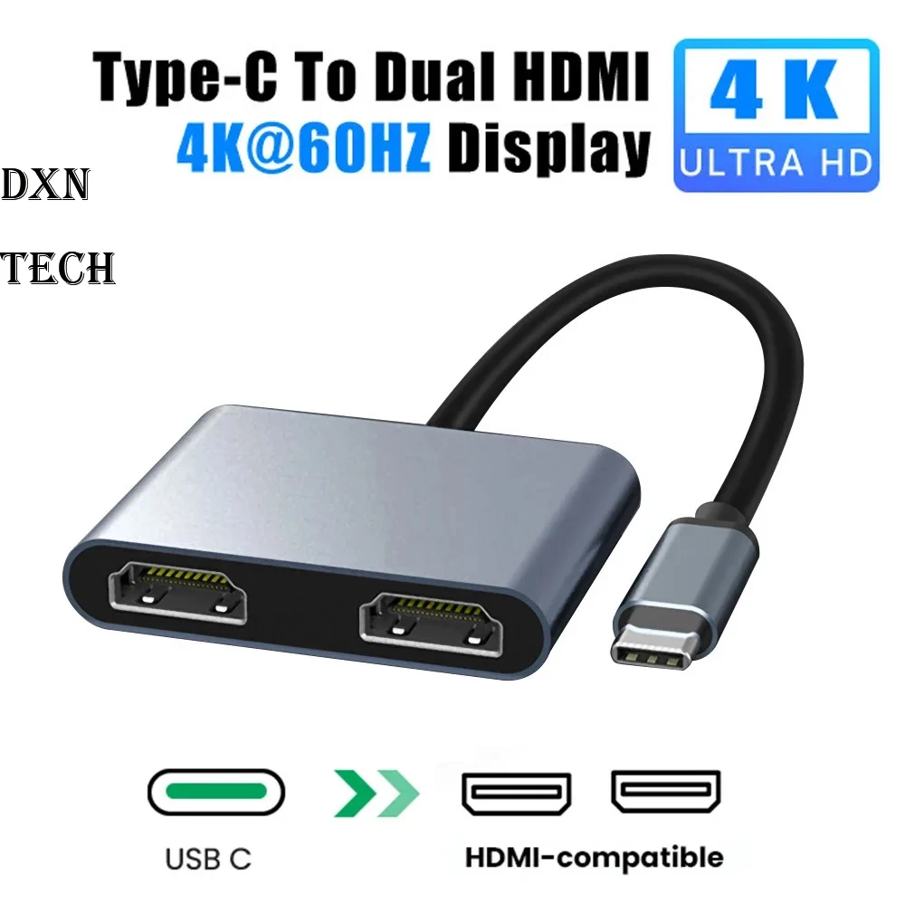 2-Port-USB-C-Hub-to-Dual-HDMI-Splitter-4K-60HZ-Dual-Screen-Expansion ...