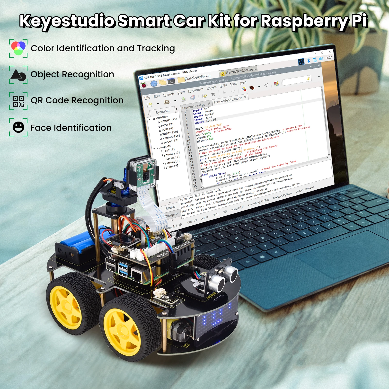 Keyestudio Raspberry Pi 4b Robot Car Kit 5 Megapixels Camera Module Python Programming Diy ...